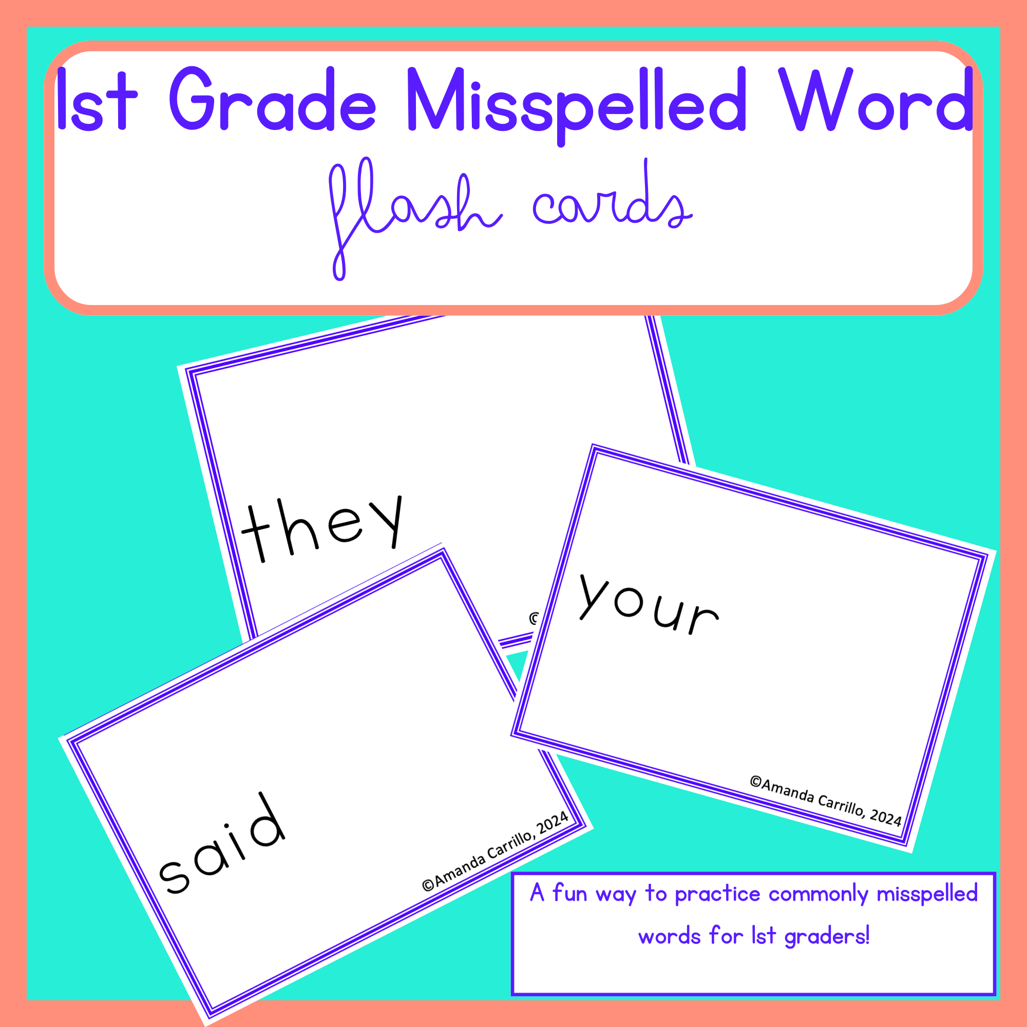 1st Grade Commonly Misspelled Word Cards - Teaching with Toddlers