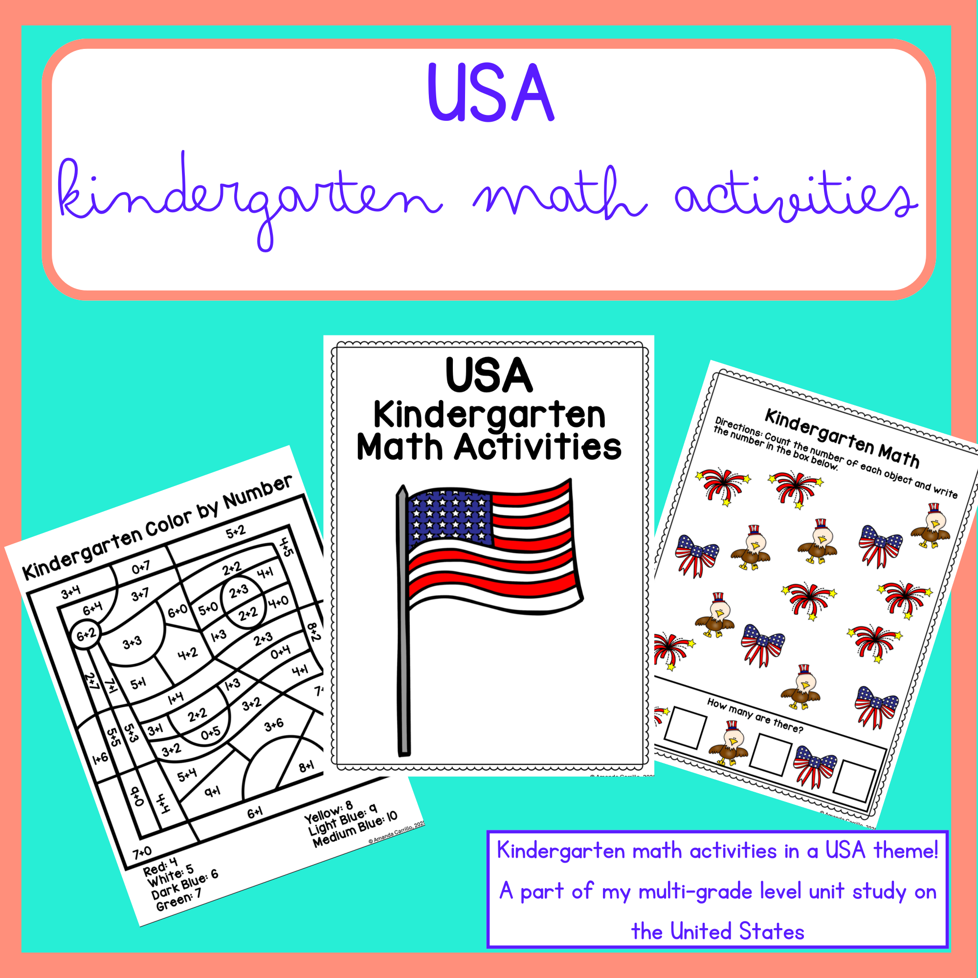 USA Kindergarten Math Activity - Teaching with Toddlers